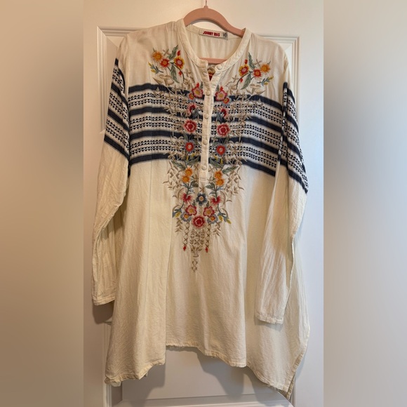 Johnny Was | Tops | Johnny Was Floral Embroidered Cream Tunic | Poshmark